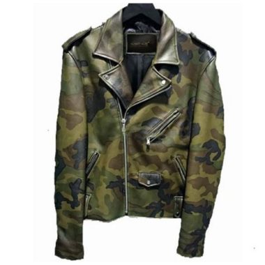 Men's Camouflage Motorcycle Leather Jacket | Forces Jackets