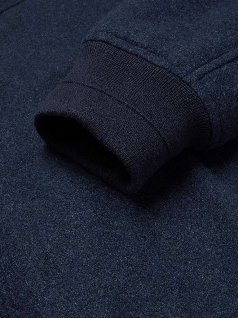 Shearling-Trimmed Navy Wool Bomber Jacket - Forces Jackets