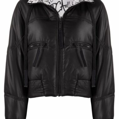 Black Polyester Cropped Jacket | Forces Jackets