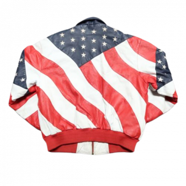 Vintage US Flag Leather Jacket - Forces Jackets